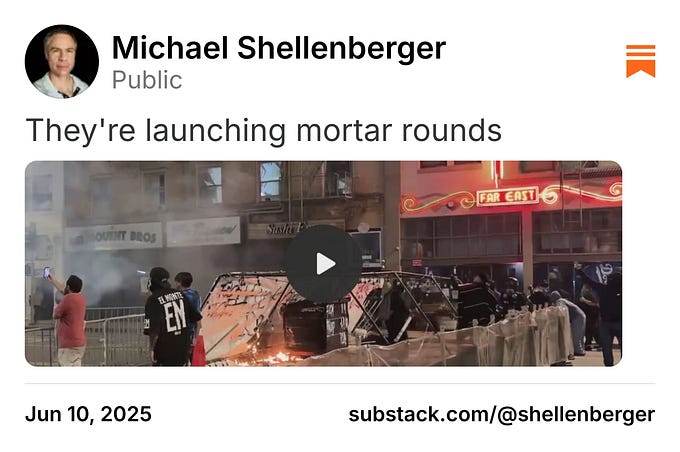 Michael Shellenberger on Substack: "They're launching mortar rounds"