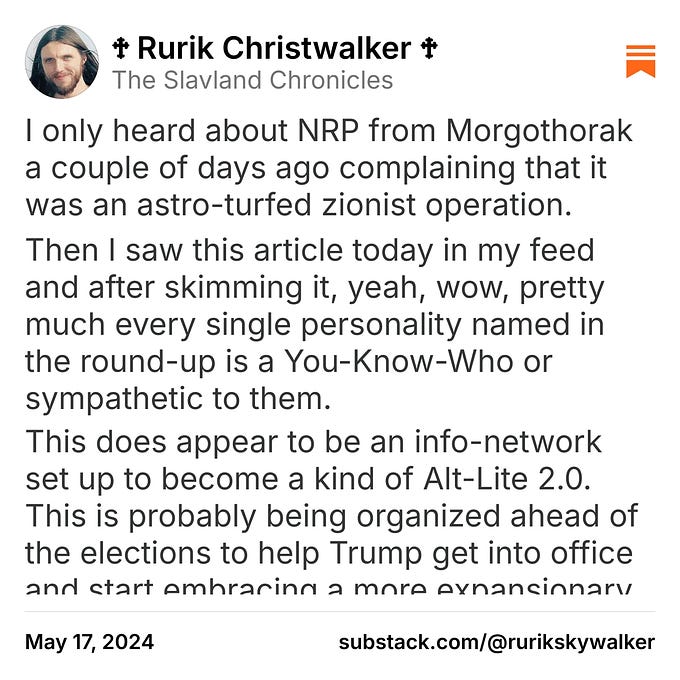 Rurik Skywalker on Substack: "I only heard about NRP from Morgothorak a ...