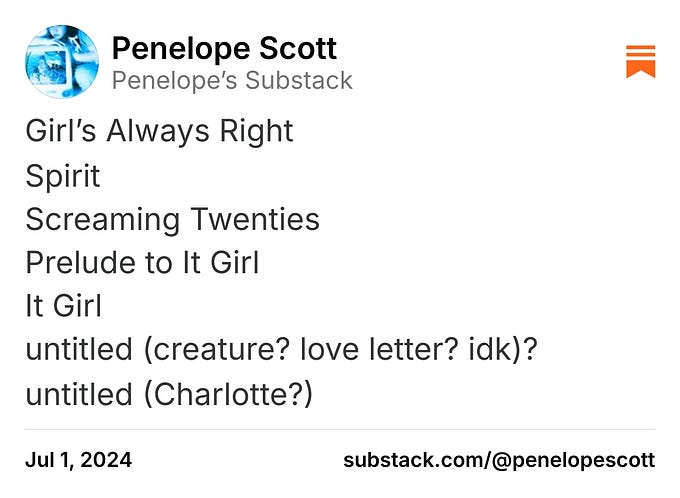 Penelope Scott on Substack: "Girl’s Always Right Spirit Screaming Twenties Prelude to It Girl It ...