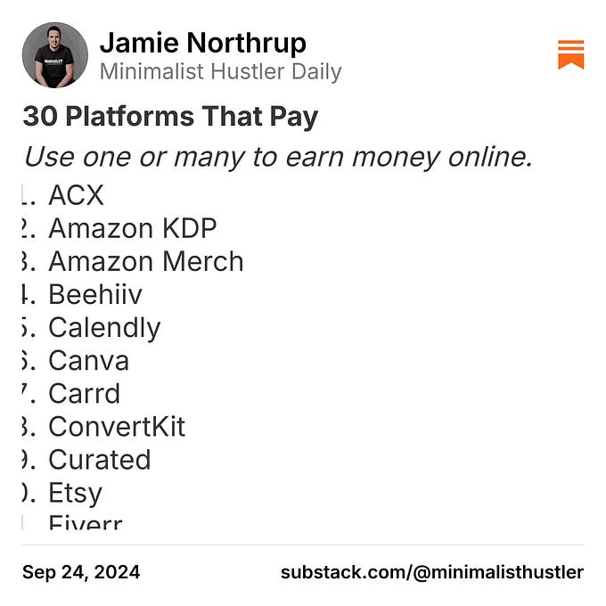 Jamie Northrup on Substack: "30 Platforms That Pay Use one or many to ...