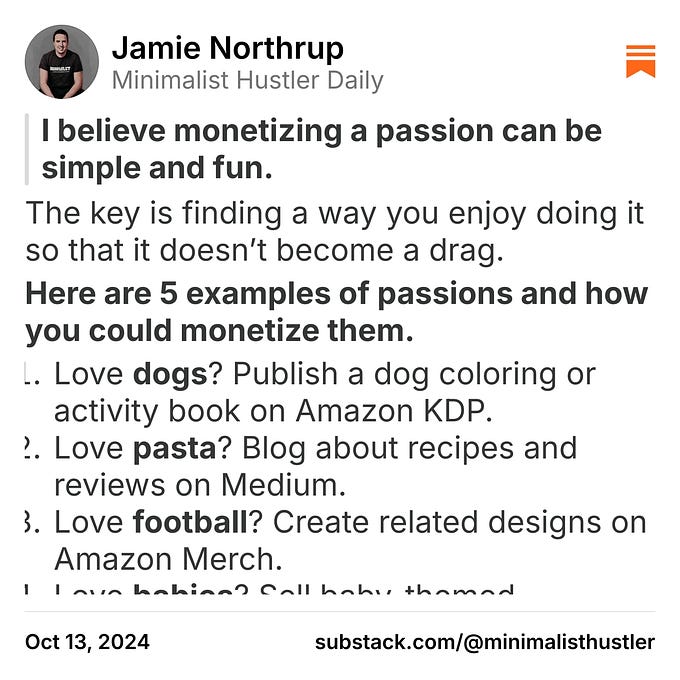 Jamie Northrup on Substack: "I believe monetizing a passion can be ...