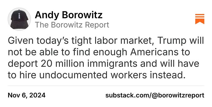 Andy Borowitz on Substack: "Given today’s tight labor market, Trump ...