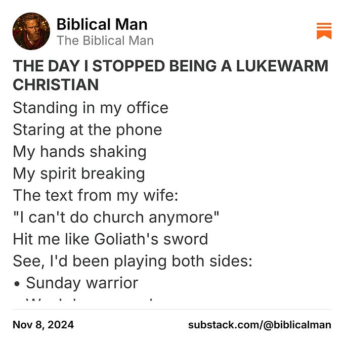 Biblical Man on Substack: "THE DAY I STOPPED BEING A LUKEWARM CHRISTIAN Standing in my office ...