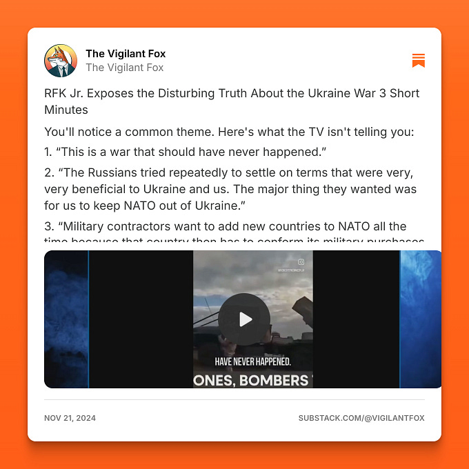 The Vigilant Fox on Substack: "RFK Jr. Exposes the Disturbing Truth About the Ukraine War 3 ...