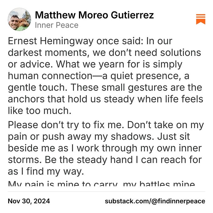 Matthew Gutierrez on Substack: "Ernest Hemingway once said: In our darkest moments, we don’t ...