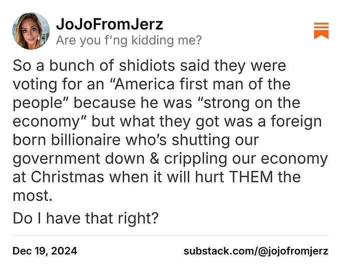 JoJoFromJerz on Substack: "So a bunch of shidiots said they were voting for an “America first ...