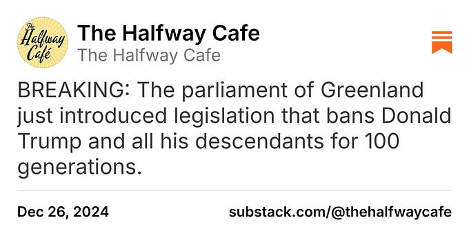 The Halfway Cafe on Substack: "BREAKING: The parliament of Greenland ...