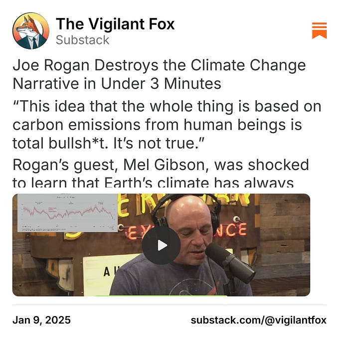 The Vigilant Fox on Substack: "Joe Rogan Destroys the Climate Change ...