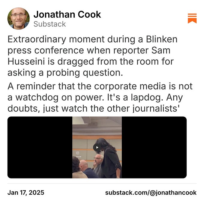 Jonathan Cook on Substack: "Extraordinary moment during a Blinken press ...