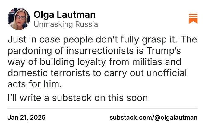 Olga Lautman on Substack: "Just in case people don’t fully grasp it. The pardoning of ...