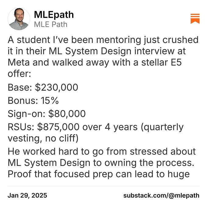 MLEpath on Substack: "A student I’ve been mentoring just crushed it in their ML System Design ...