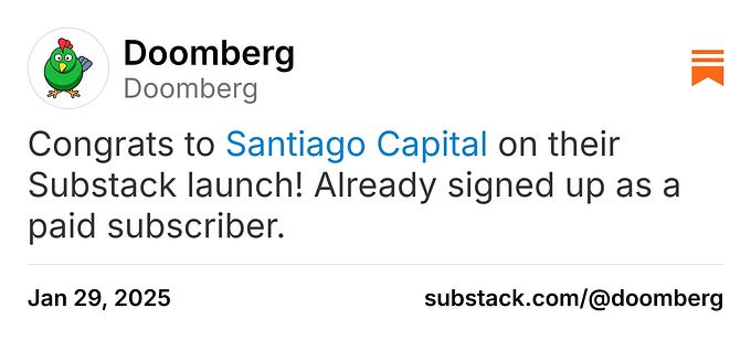 Doomberg on Substack: "Congrats to @Santiago Capital on their Substack ...