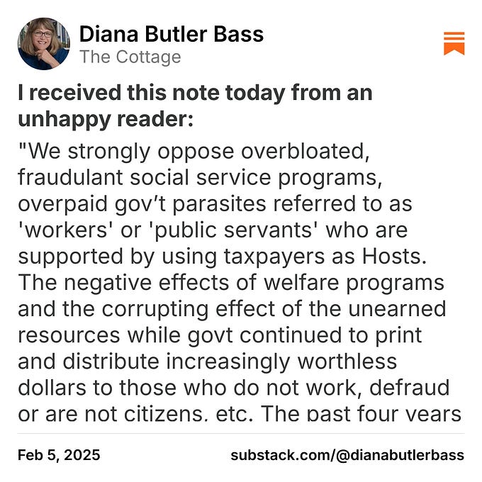 Diana Butler Bass on Substack: "I received this note today from an ...