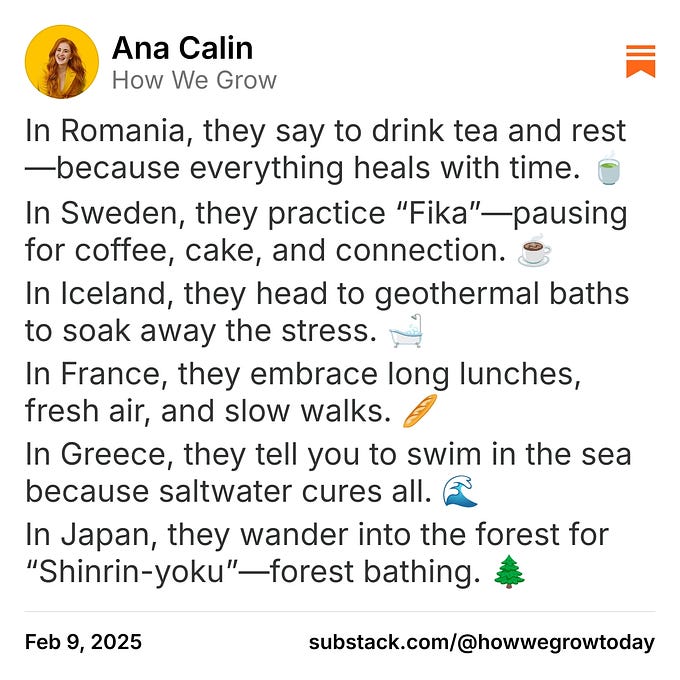 Ana Calin on Substack: "In Romania, they say to drink tea and rest—because everything heals with ...