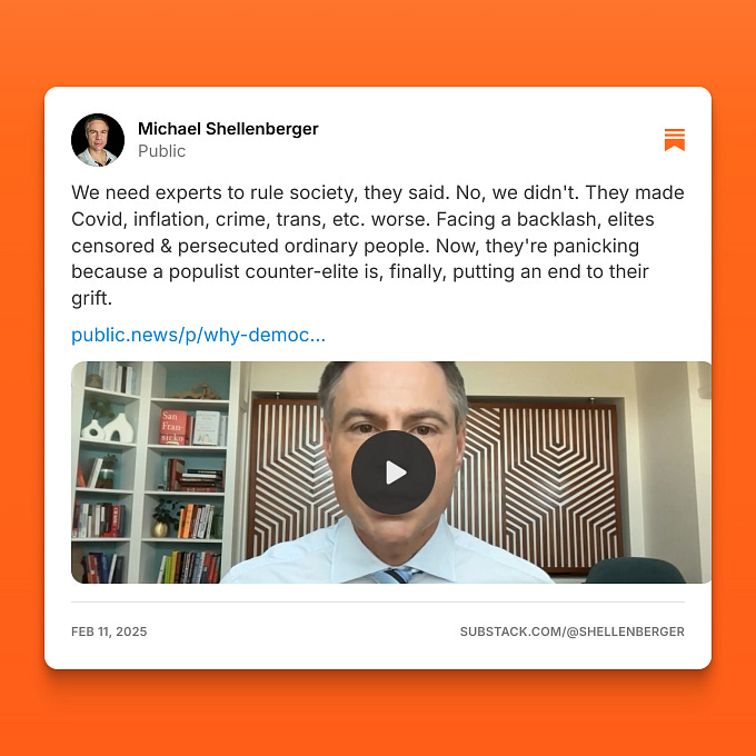 Michael Shellenberger on Substack: "We need experts to rule society ...