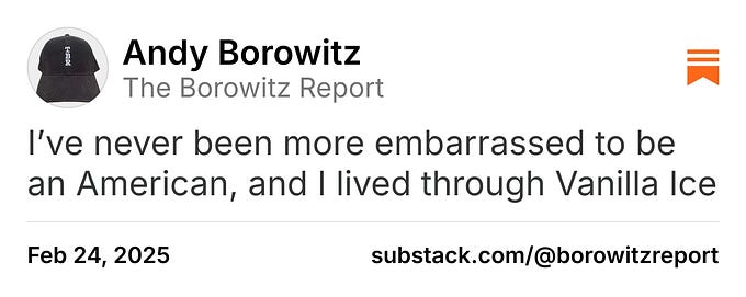 Andy Borowitz on Substack: "I’ve never been more embarrassed to be an ...