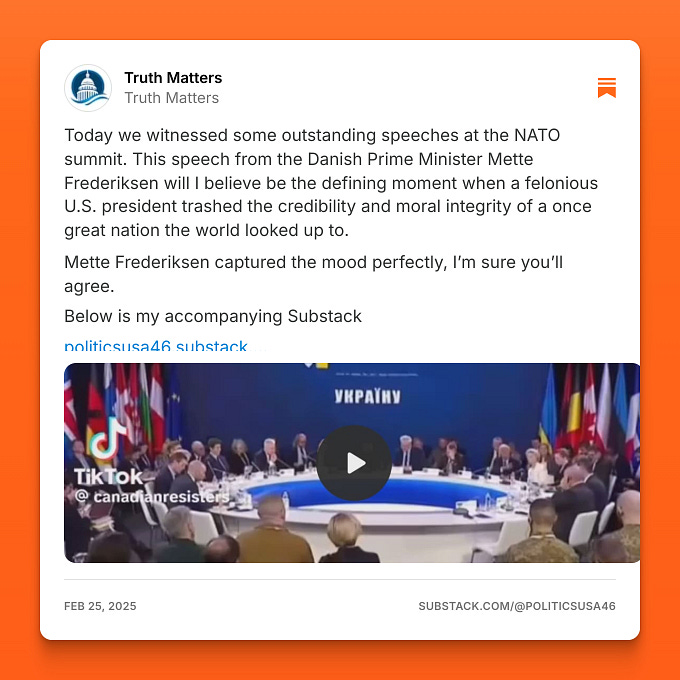 Truth Matters on Substack: "Today we witnessed some outstanding speeches at the NATO summit ...