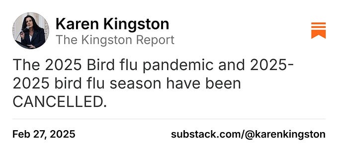 Karen Kingston on Substack: "The 2025 Bird flu pandemic and 2025-2025 bird flu season have been ...