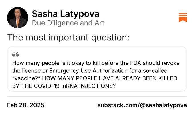 Sasha Latypova on Substack: "The most important question:"