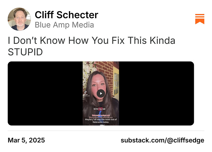 Cliff Schecter on Substack: "I Don’t Know How You Fix This Kinda STUPID"