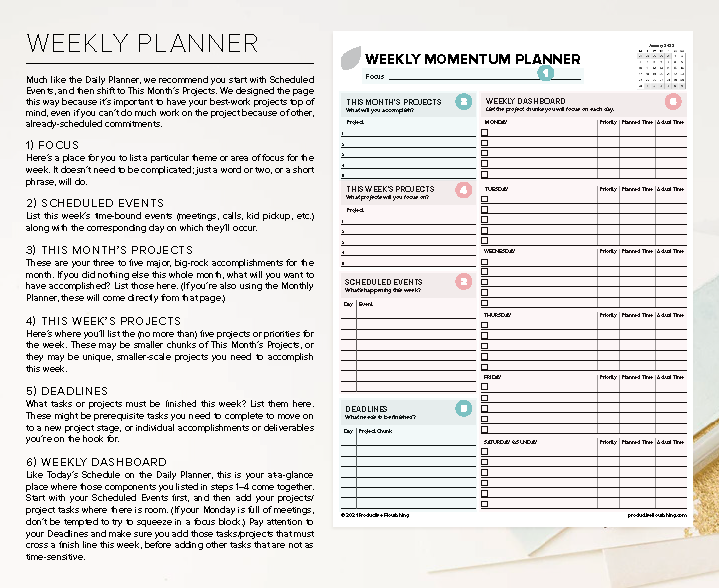 Free Planners and Worksheets by Productive Flourishing