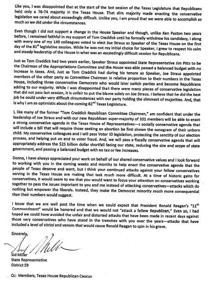 FLASHBACK: Sid Miller Accused Paxton of “Betrayal,” Touted Reagan’s “11th Commandment”