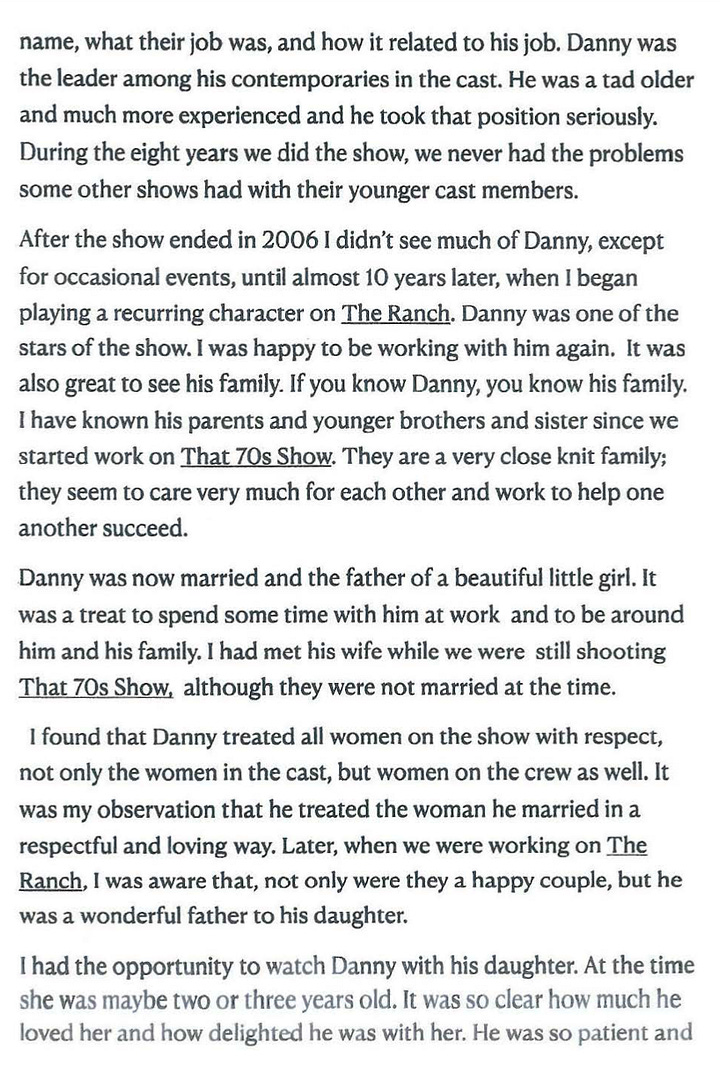 Ashton Kutcher, Mila Kunis wrote letters for Danny Masterson