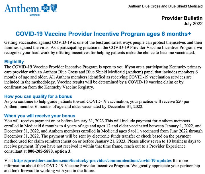 Vaccine Provider Incentive Program: