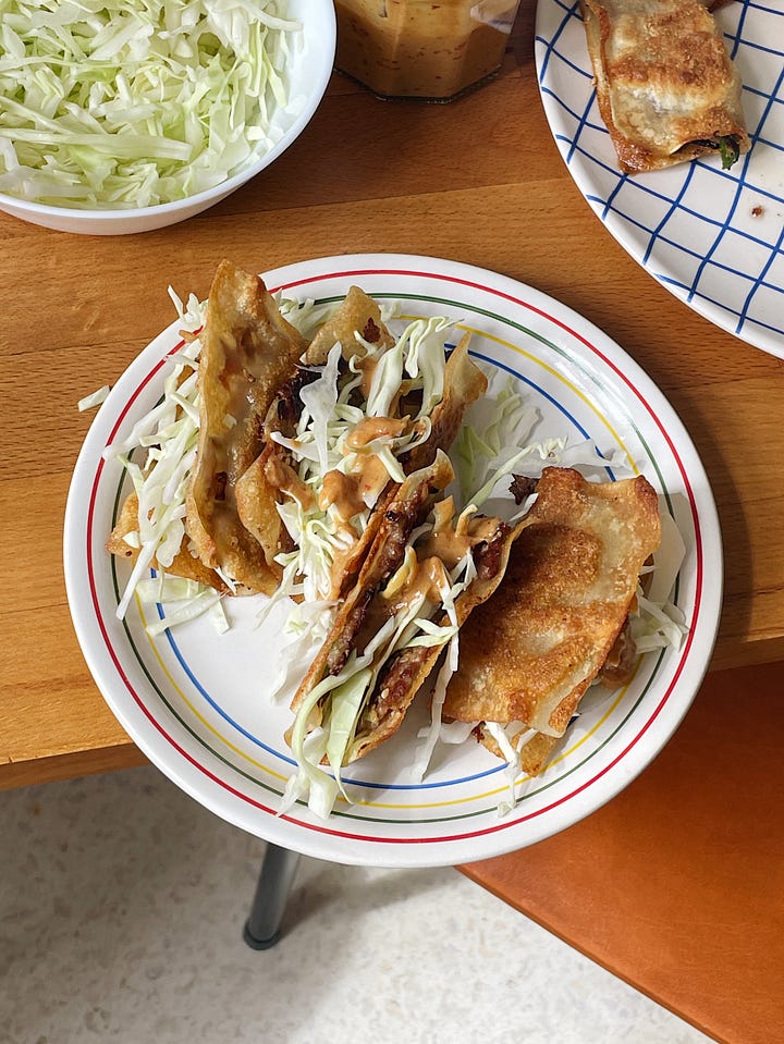 Smashed Pork Dumpling Tacos - Darn Good by Devan Grimsrud