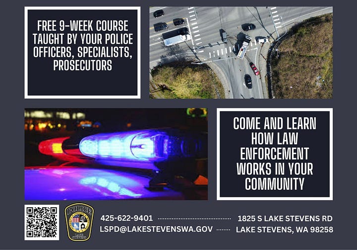 Lake Stevens Police Department 2023 Citizens' Academy - Sign Up Now