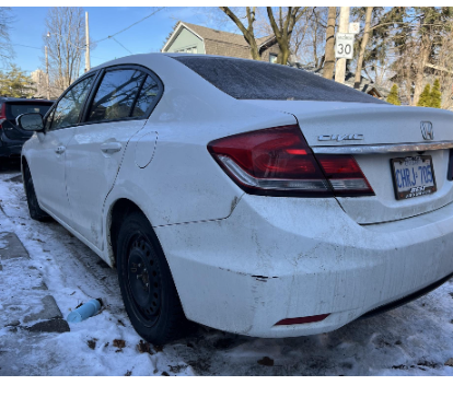 OPP Seeking White Civic with License Plate CHRJ 705 Stolen from Meaford