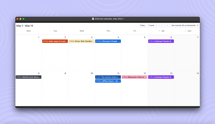 Posting consistently: When to publish - On Substack