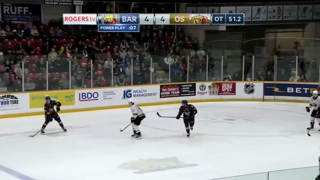 OHL: Barrie 5, Owen Sound 4 (OT) - by Steve Kournianos