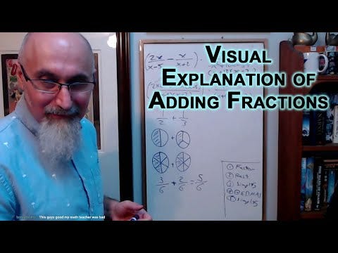 Adding Fractions, Visual Explanation, Common Denominator [ASMR Math, Representation, How to]