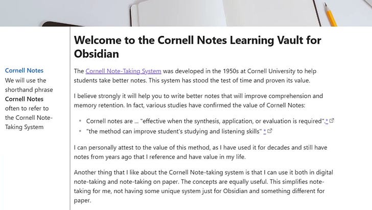 Cornell Notes Learning Vault Substack | TfT Hacker | Substack