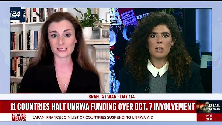 "Natasha Hausdorff discusses UNRWA and lawfare on i24 News" + "Penny ...