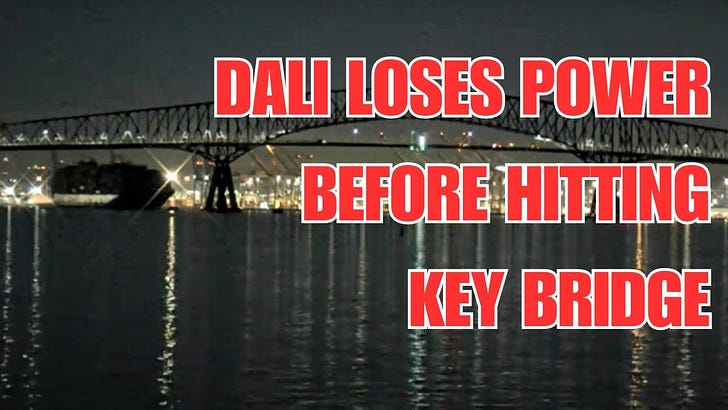 "Dali Loses Power Before Hitting Key Bridge" + "Track and Video ...